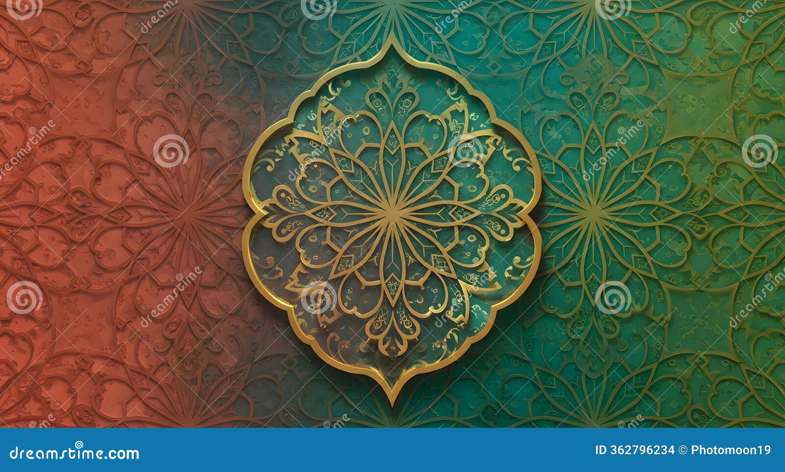Luxurious Islamic Geometric Pattern with Gold Ornament on Gradient ...