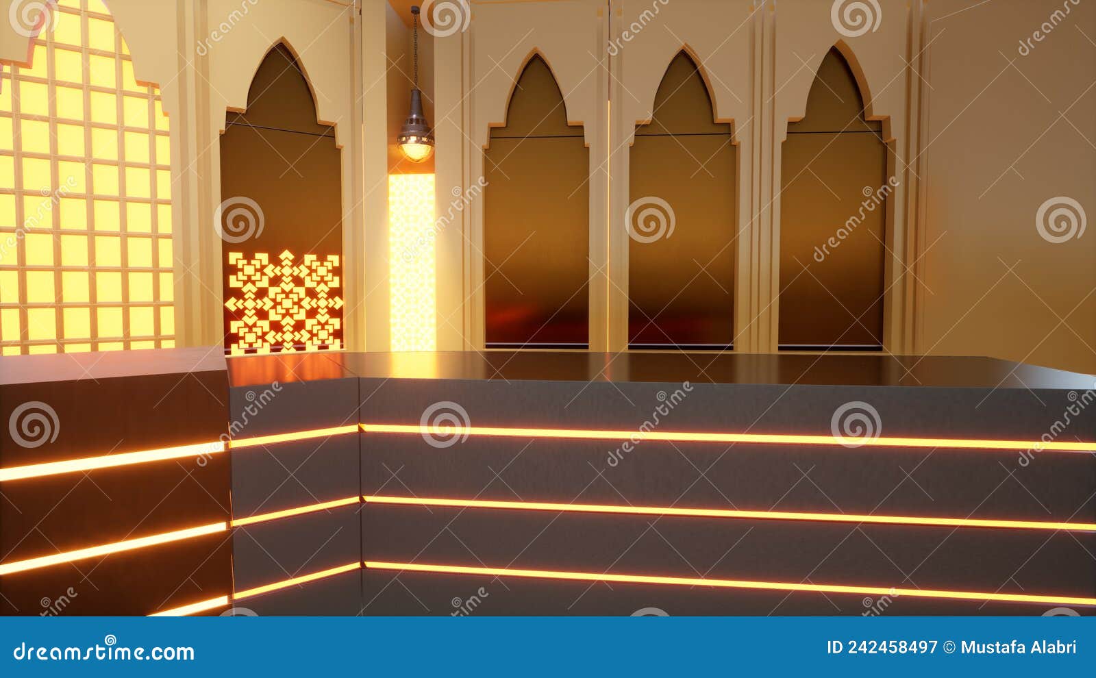 The Luxurious Islamic Studio, Studio Background, 3d Illustration Stock ...