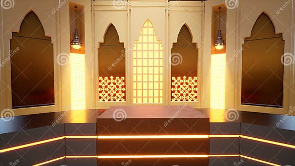 The Luxurious Islamic Studio, Studio Background, 3d Illustration Stock ...