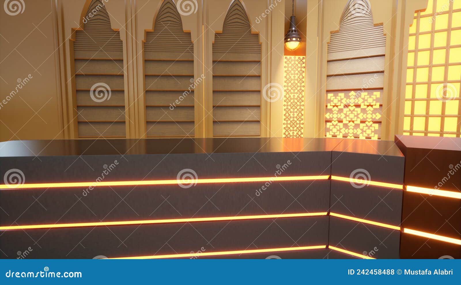 The Luxurious Islamic Studio, Studio Background, 3d Illustration Stock ...