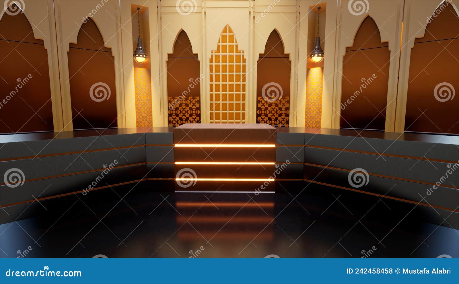 The Luxurious Islamic Studio, Studio Background, 3d Illustration Stock ...