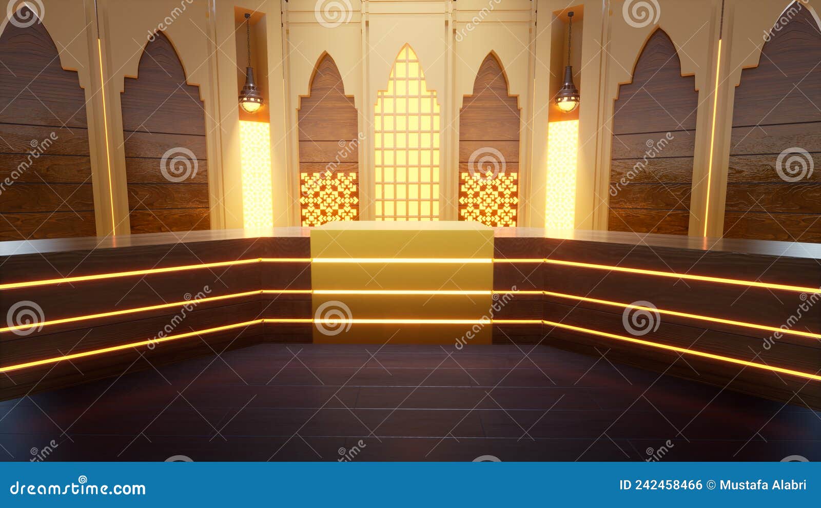 The Luxurious Islamic Studio, Studio Background, 3d Illustration Stock ...