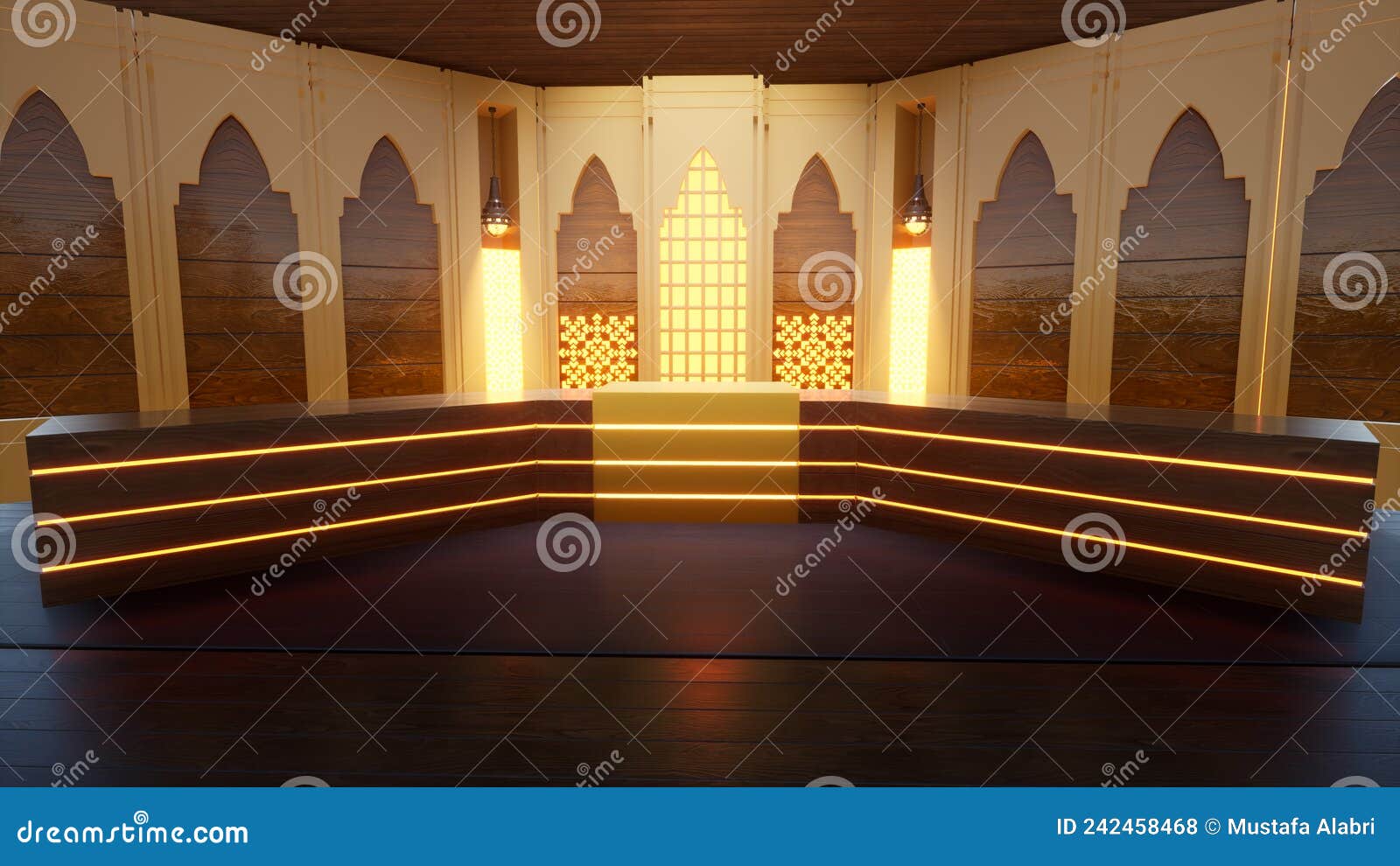 The Luxurious Islamic Studio, Studio Background, 3d Illustration Stock ...