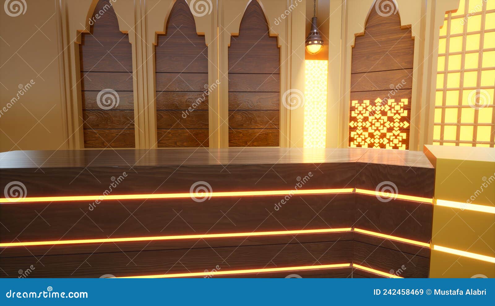 The Luxurious Islamic Studio, Studio Background, 3d Illustration Stock ...