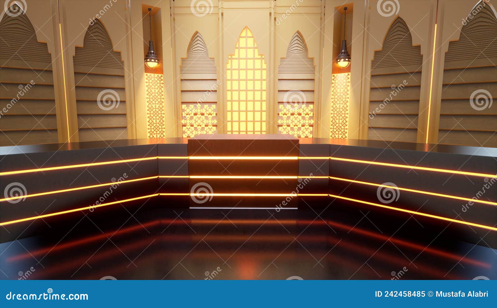 The Luxurious Islamic Studio, Studio Background, 3d Illustration Stock ...