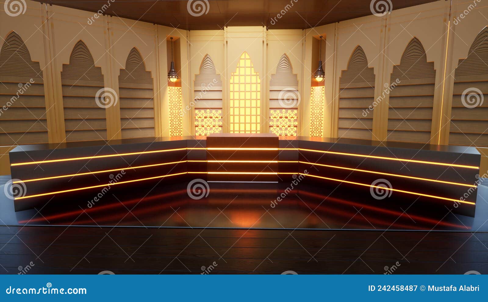 The Luxurious Islamic Studio, Studio Background, 3d Illustration Stock ...