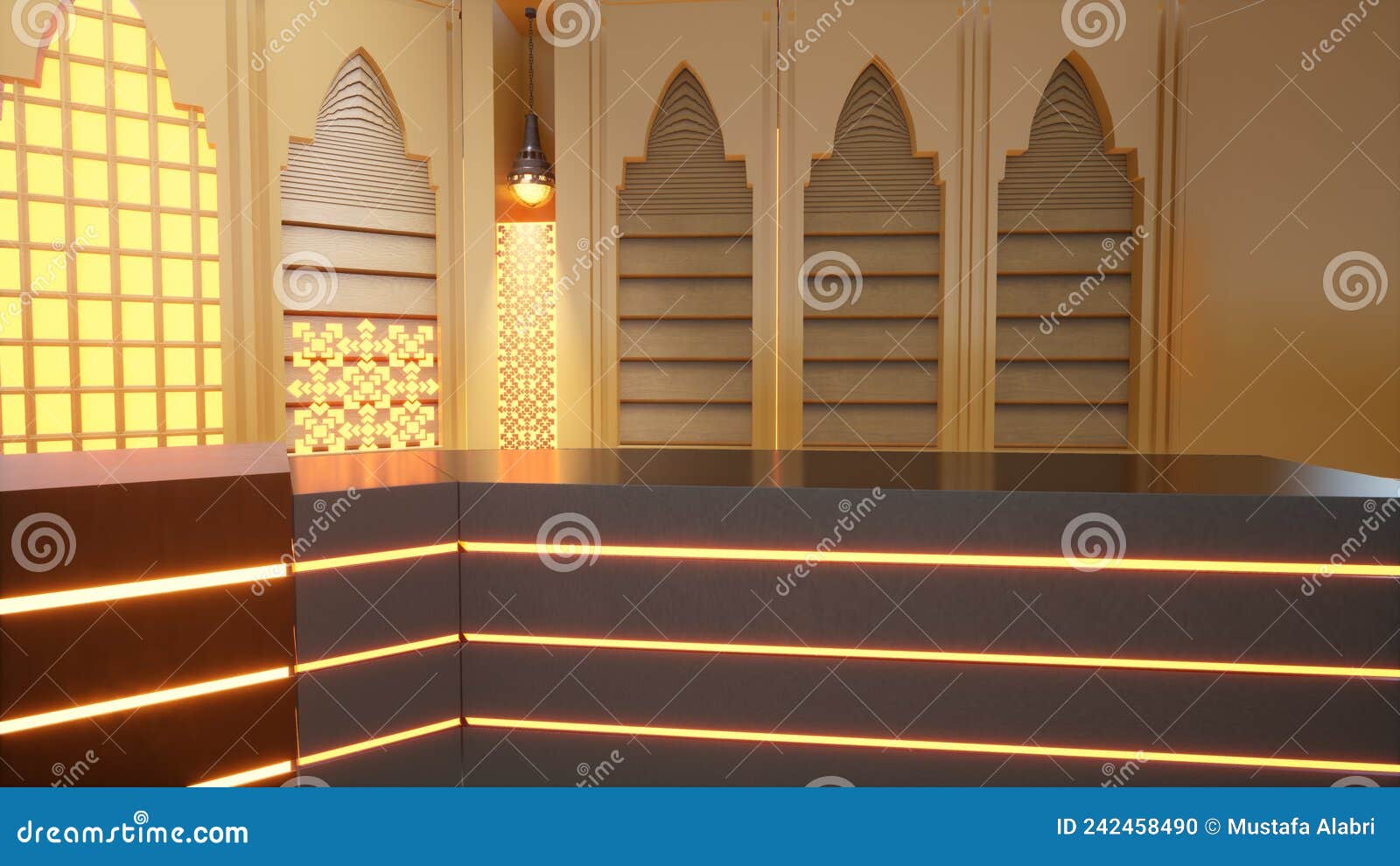 The Luxurious Islamic Studio, Studio Background, 3d Illustration Stock ...