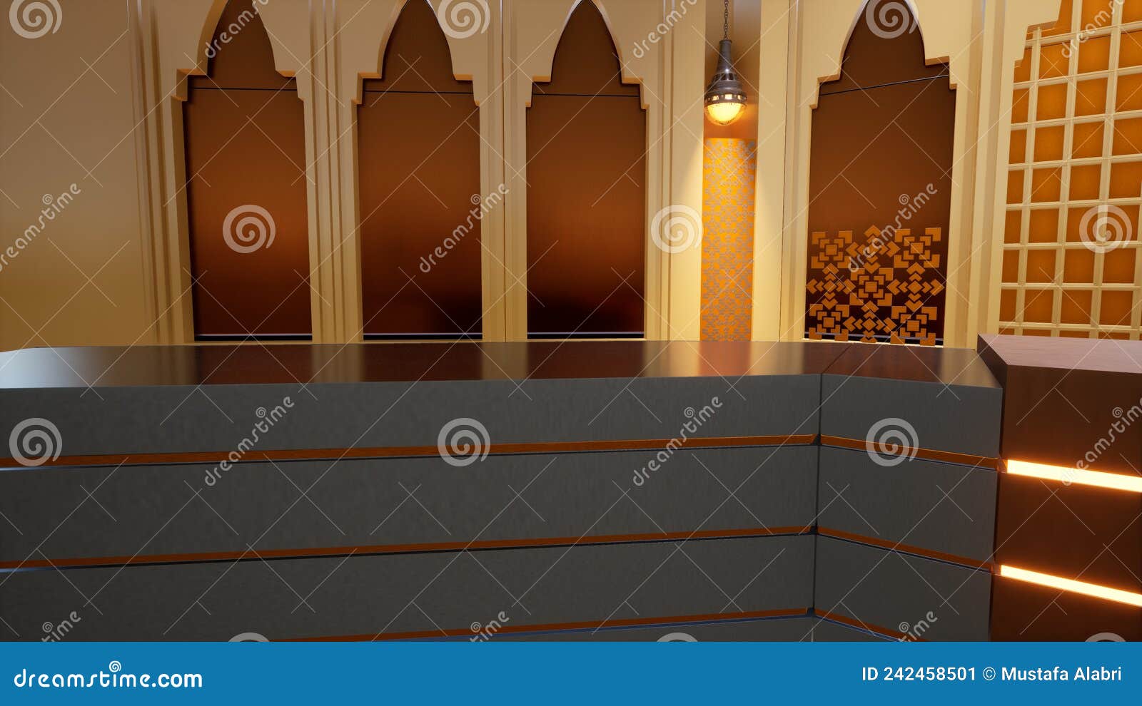 The Luxurious Islamic Studio, Studio Background, 3d Illustration Stock ...