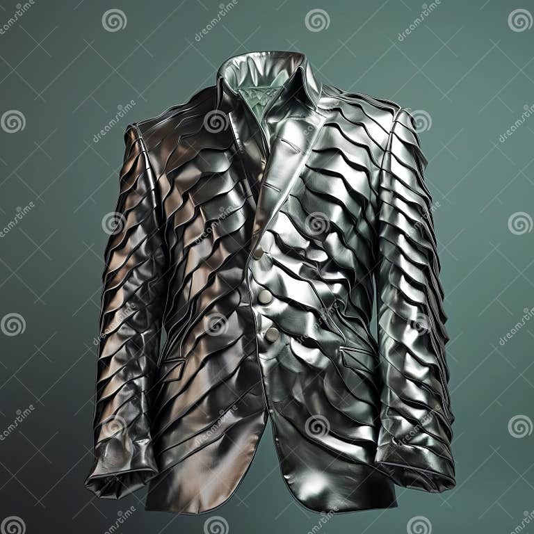Fashionable Jacket with Shiny Bumpy Texture on White Background Stock ...