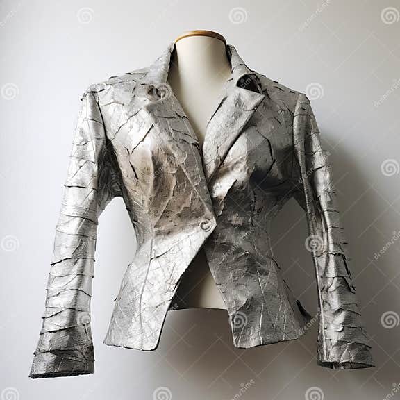 Shiny Bumpy Texture Jacket Against Solid White Background Image Stock ...