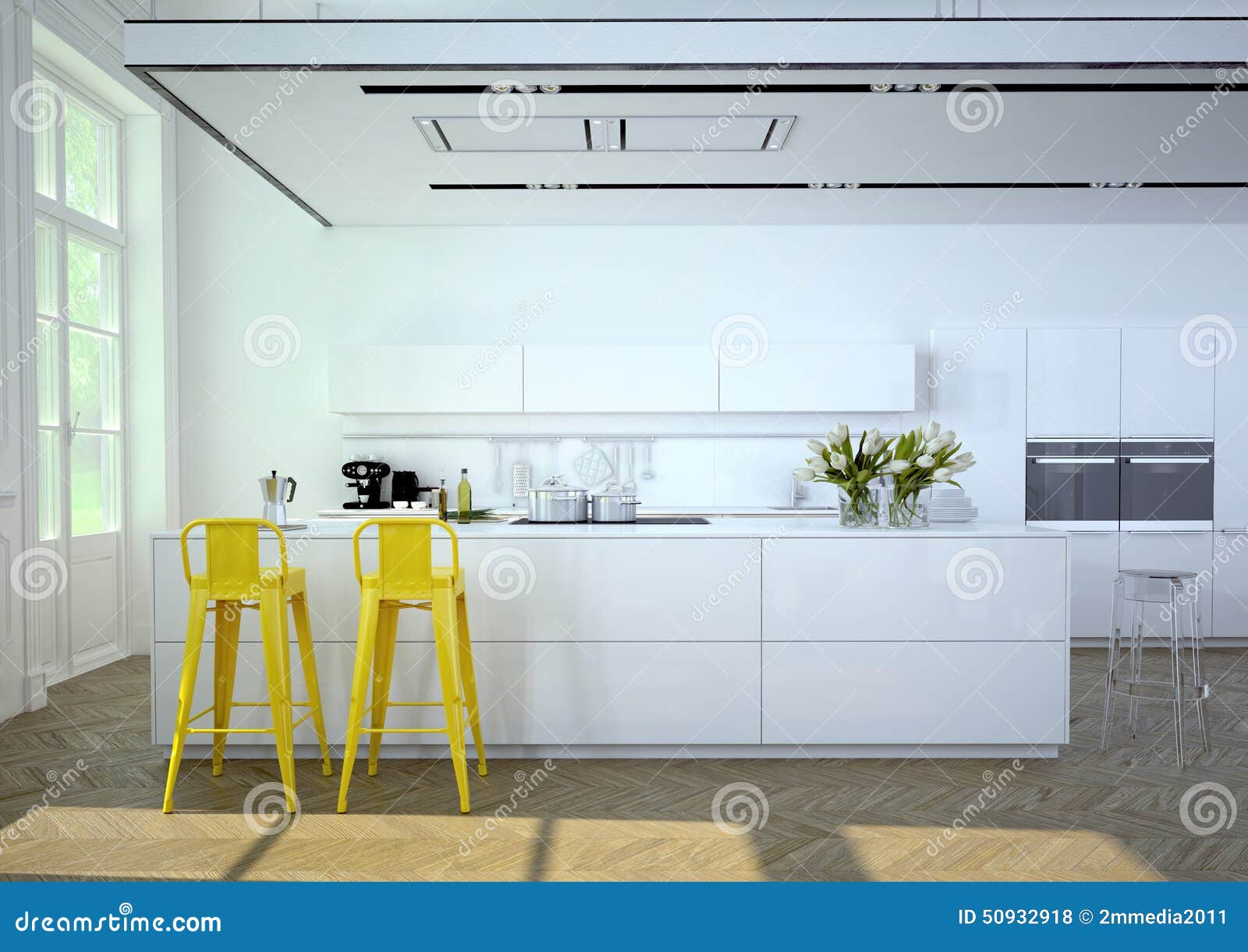 Luxurious Kitchen. 3d Rendering Stock Photo - Image of kitchen ...