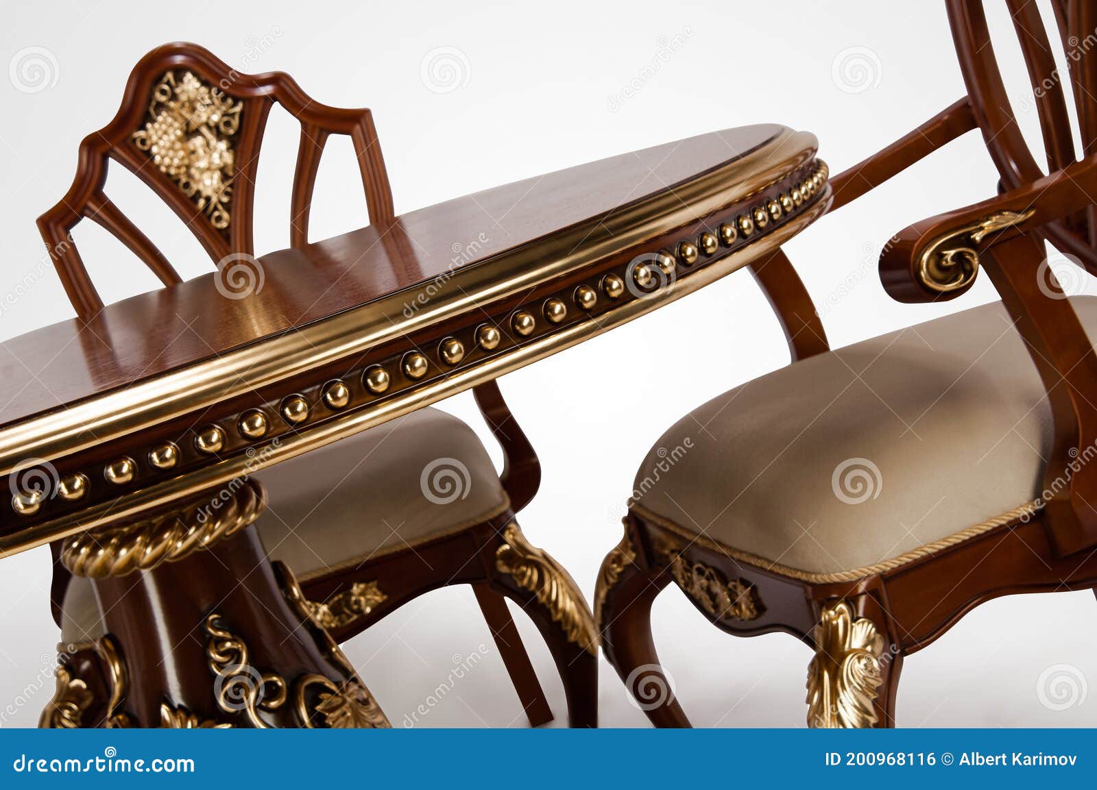 Luxurious kitchen table stock photo. Image of gilded - 200968116