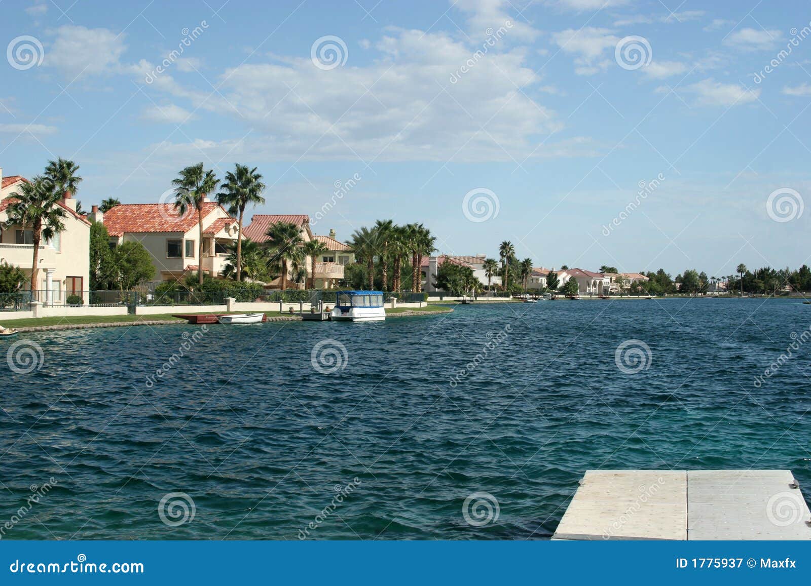 Luxurious Lakefront Homes with Water View Stock Image - Image of custom ...
