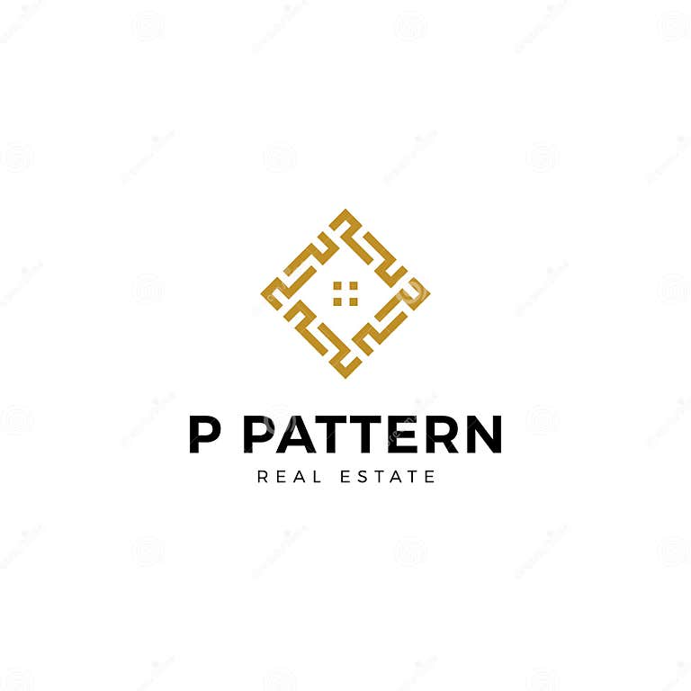 Luxurious Letter P Pattern House Logo Design Vector Stock Vector ...