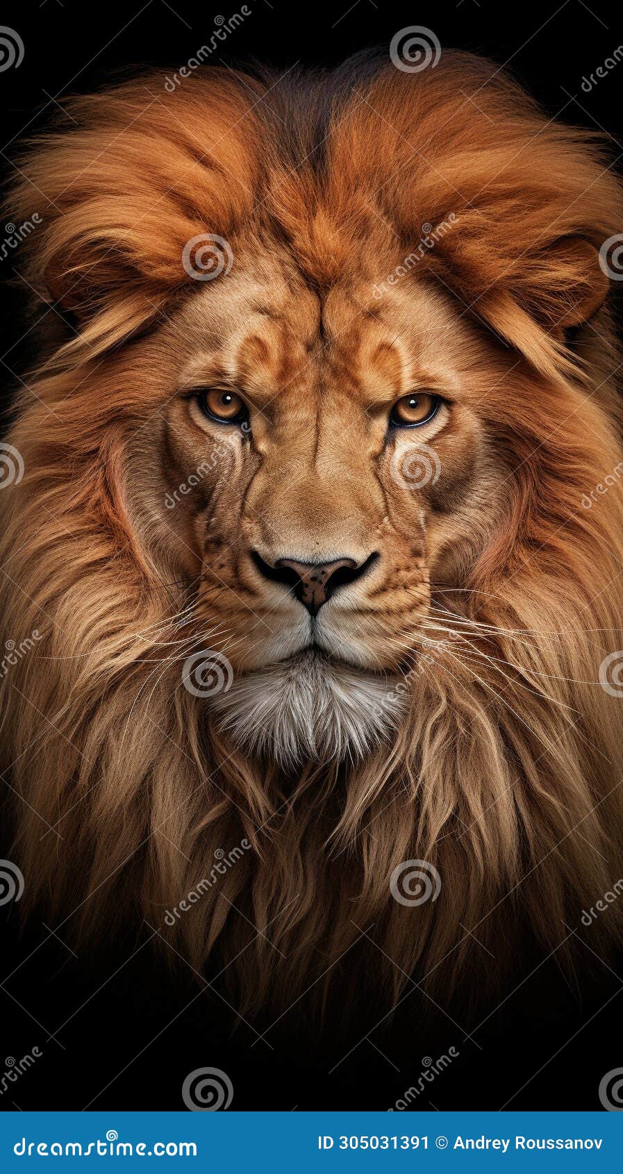 Luxurious Lion Head with a Fluffy Mane. Stock Image - Image of safari ...