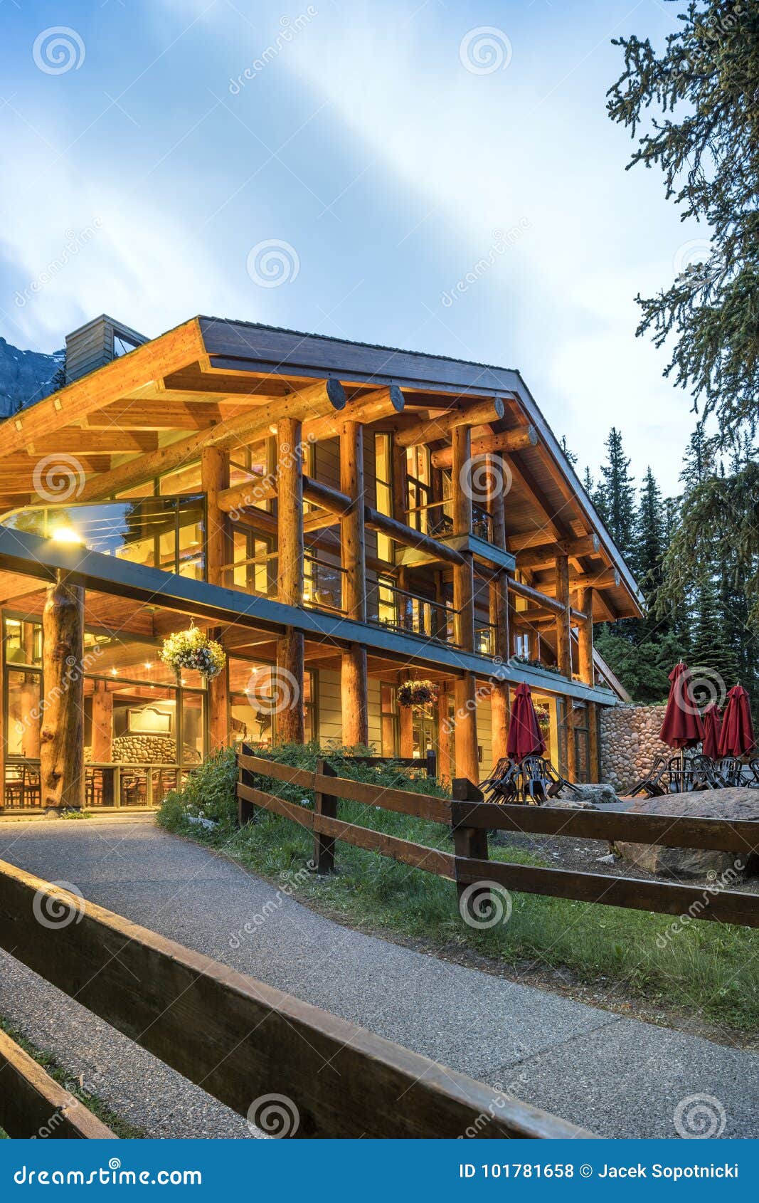 Luxurious Log House in the Mountains Stock Photo - Image of green ...