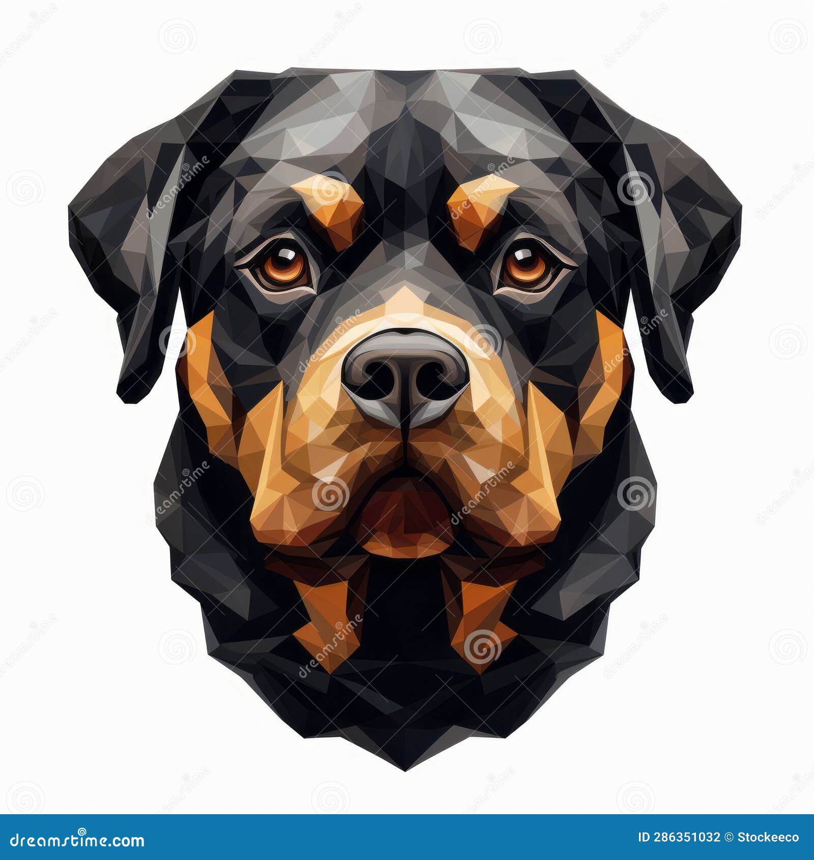 Luxurious Low Poly Rottweiler Portrait with Distinctive Graphic Design ...