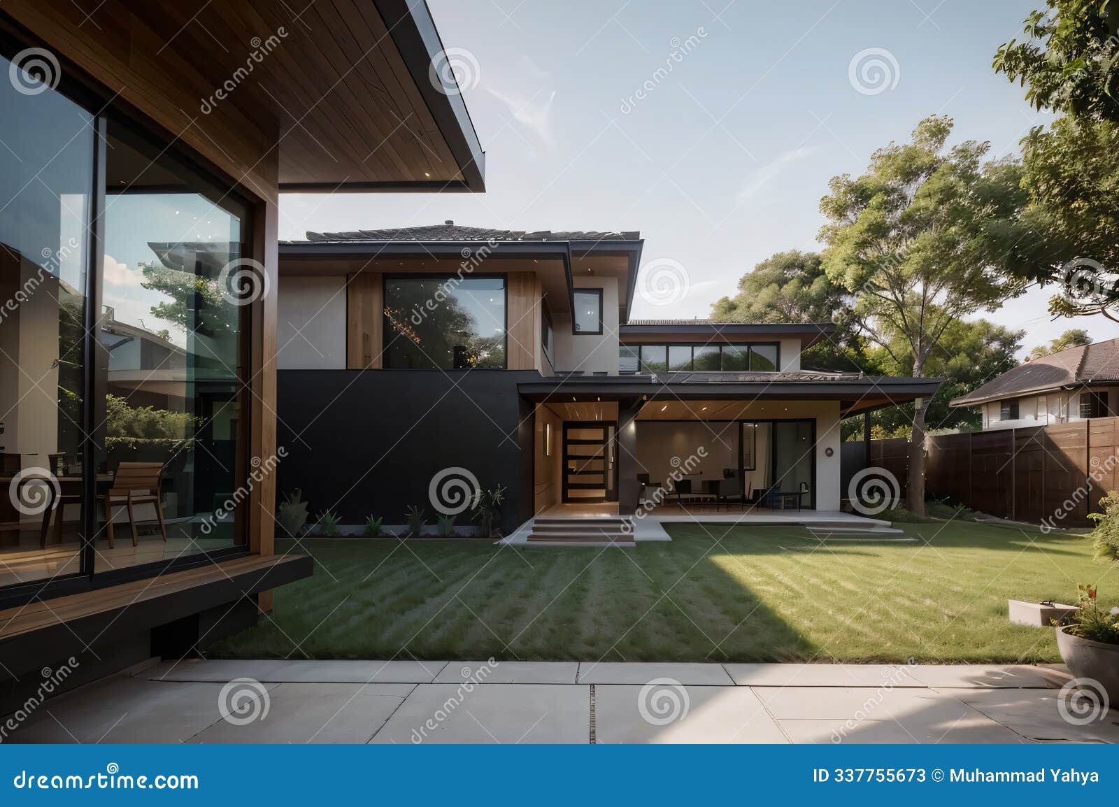 Luxurious, Minimalist House Using Golden Hour Lighting Techniques Stock ...