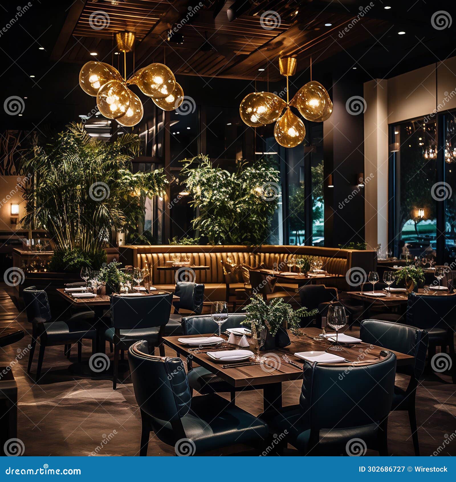 Luxurious Modern Restaurant Interior with a Soothing Atmosphere. AI ...