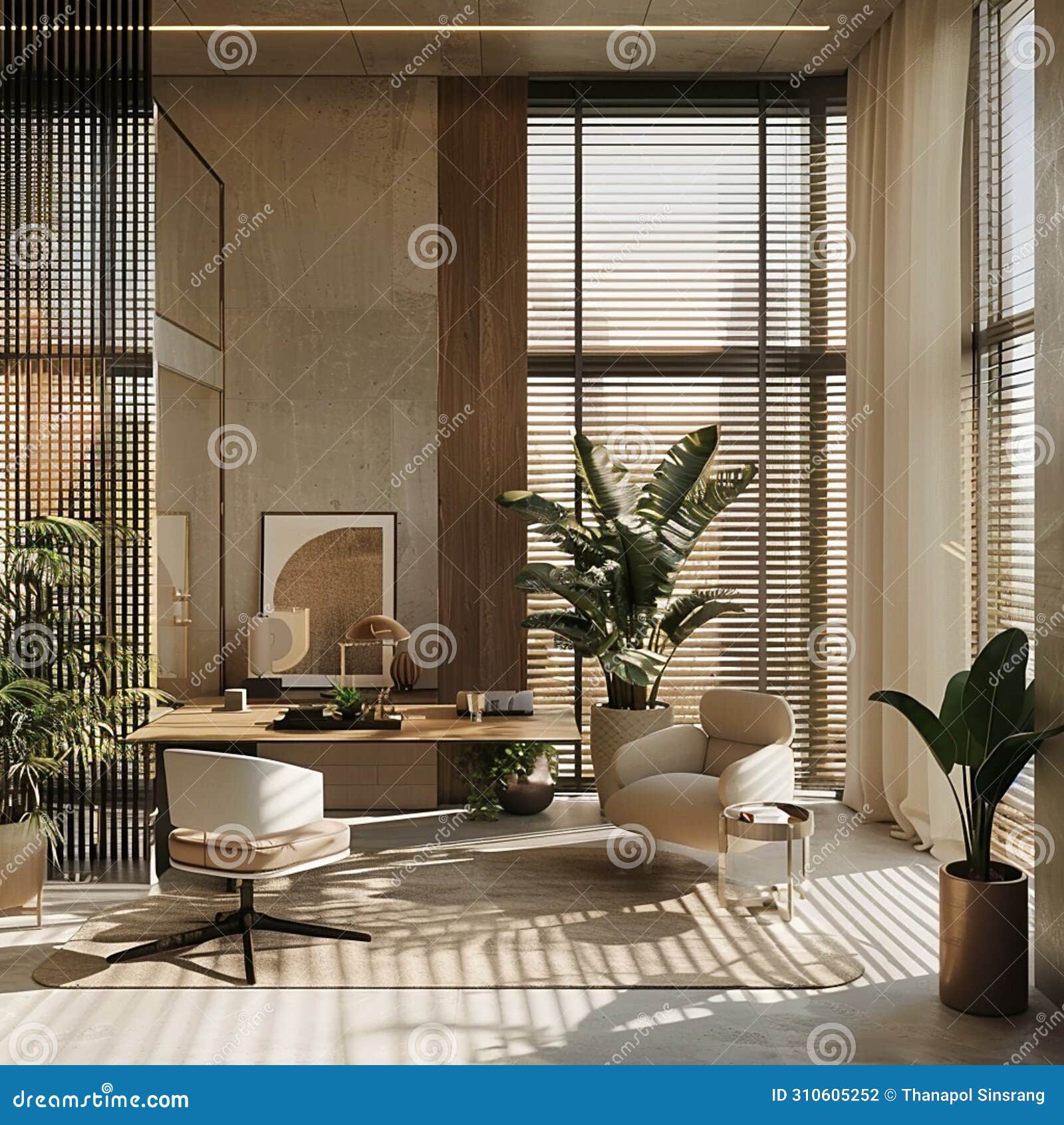 Luxurious modern study stock illustration. Illustration of light ...