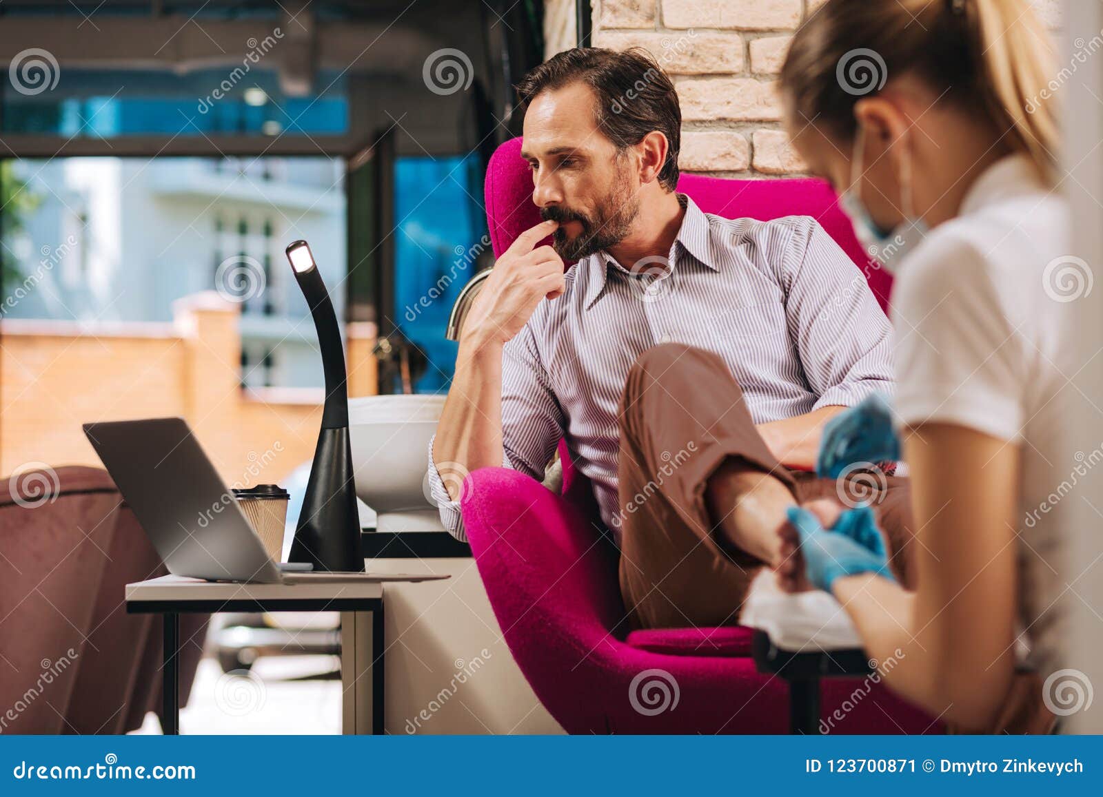 Pensive Mature Man Getting Toe Nails Done Stock Image - Image of clean ...
