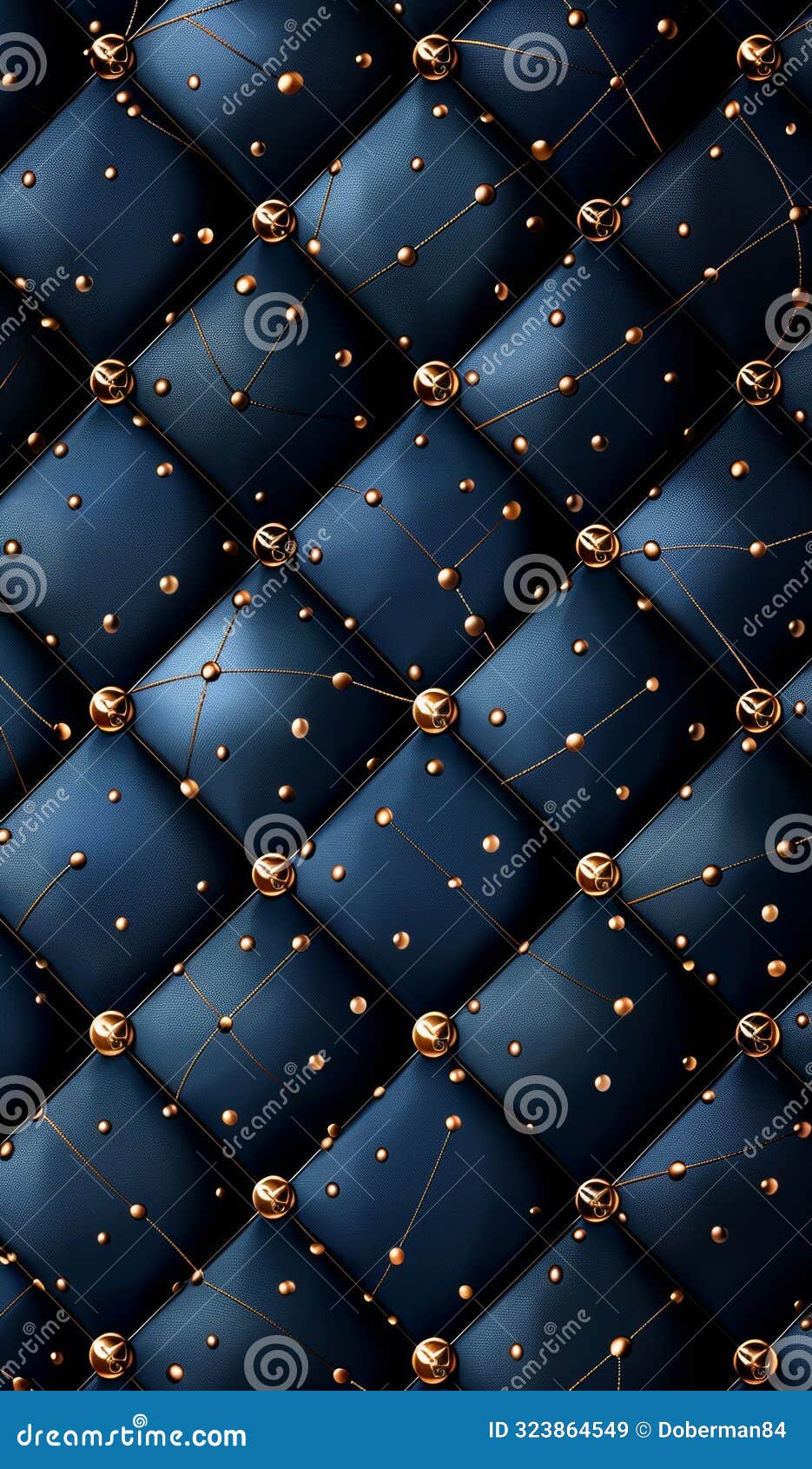 Luxurious Navy Blue and Gold Geometric Pattern Background with Quilted ...