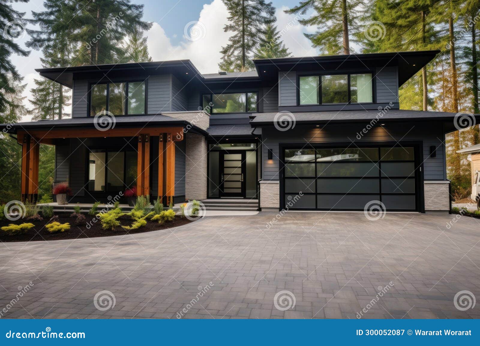 A Luxurious New Construction Home, Modern Style of Home with Car Garage ...