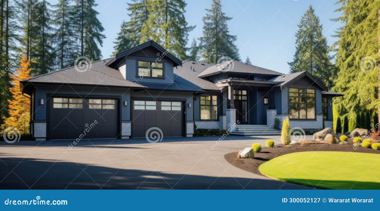 A Luxurious New Construction Home, Modern Style of Home with Car Garage ...