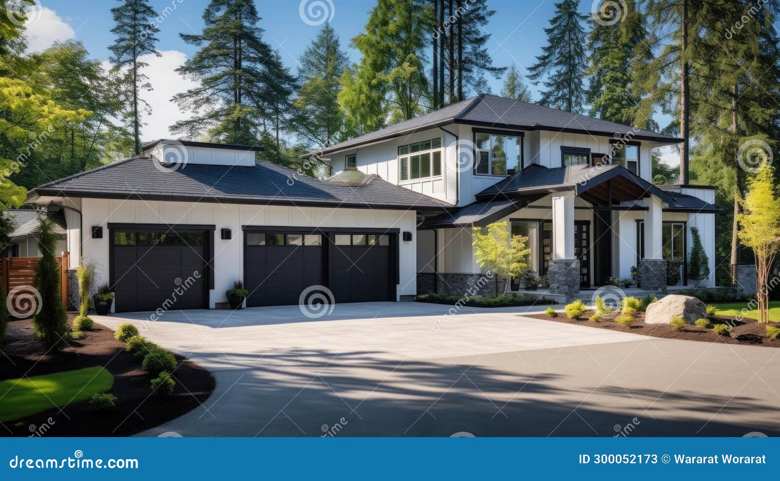A Luxurious New Construction Home, Modern Style of Home with Car Garage ...