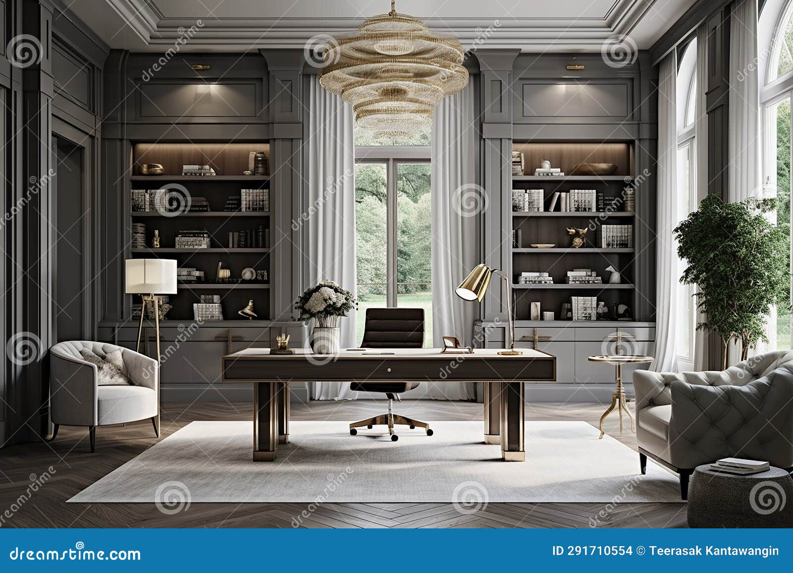 Luxurious Office Space with Light Colors, Using High-end Materials and ...