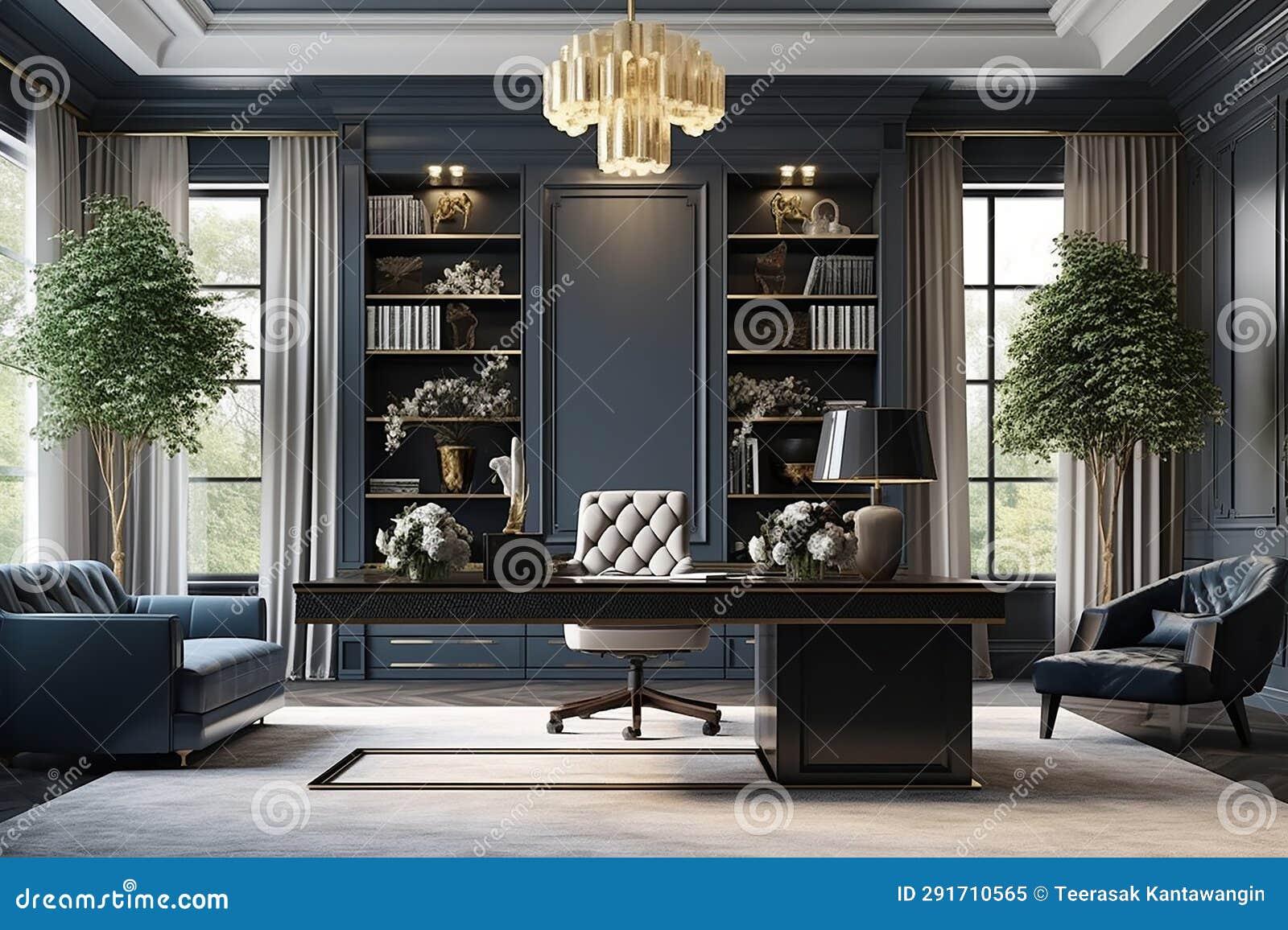 Luxurious Office Space with Light Colors, Using High-end Materials and ...