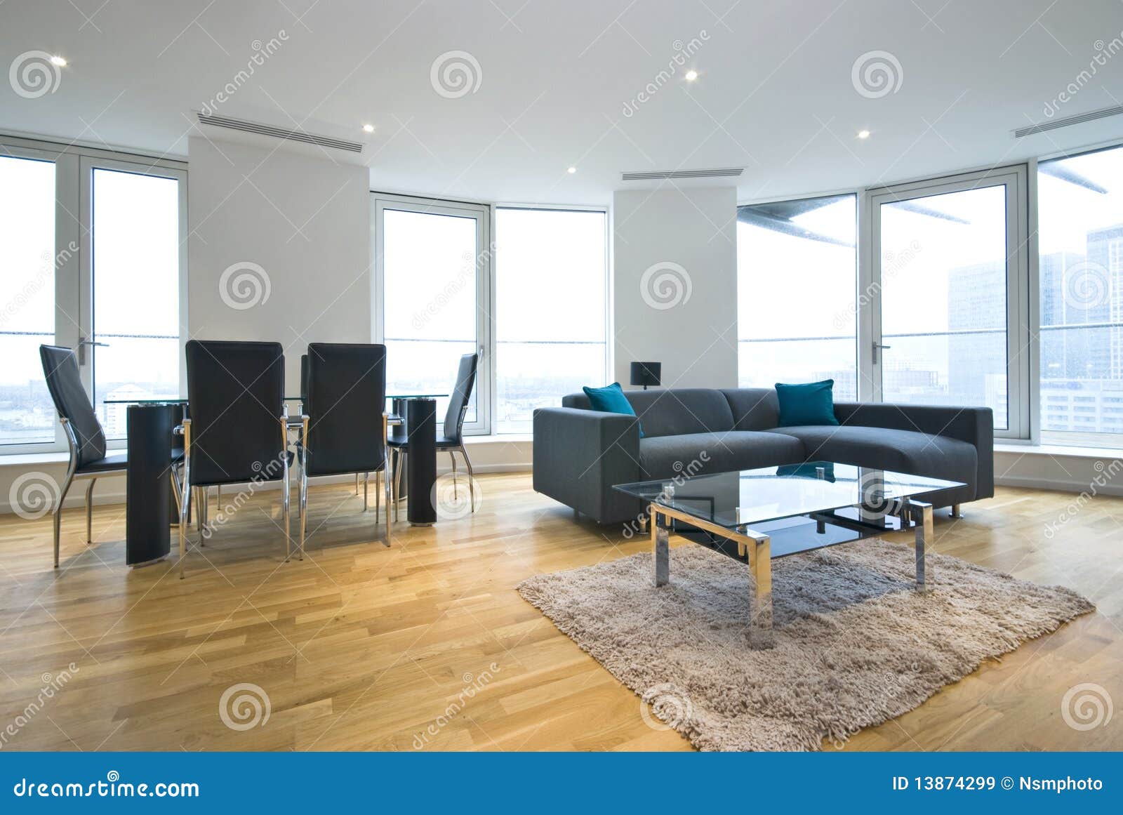 Luxurious Open Plan Living Room and Lounge Stock Image - Image of ...