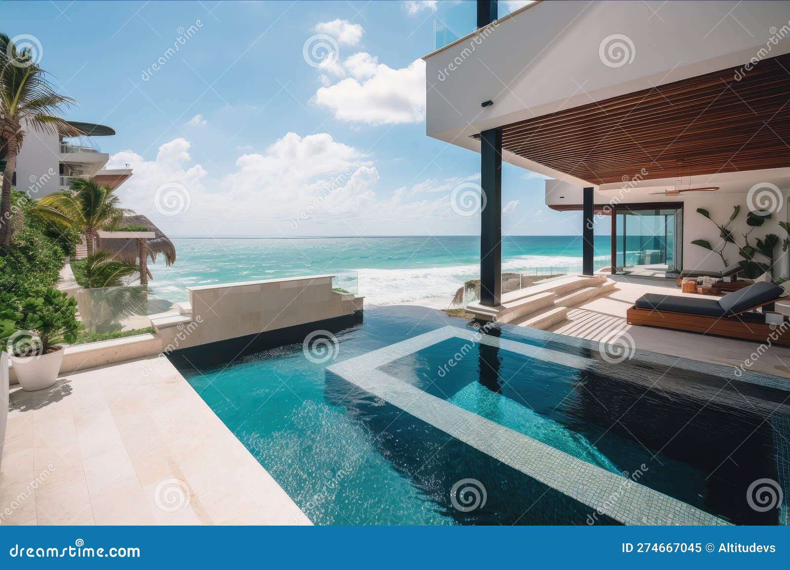 Luxurious Patio with Private Infinity Pool and Hot Tub Stock ...