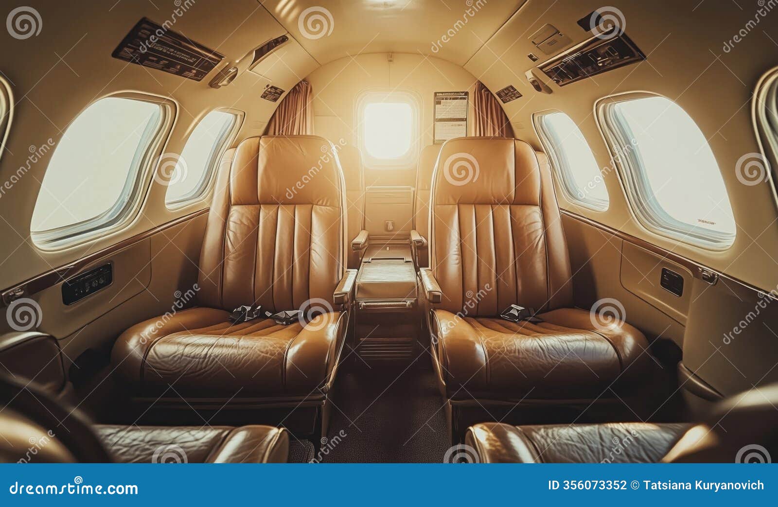Luxurious Private Jet Interior Featuring Spacious Leather Seating and ...