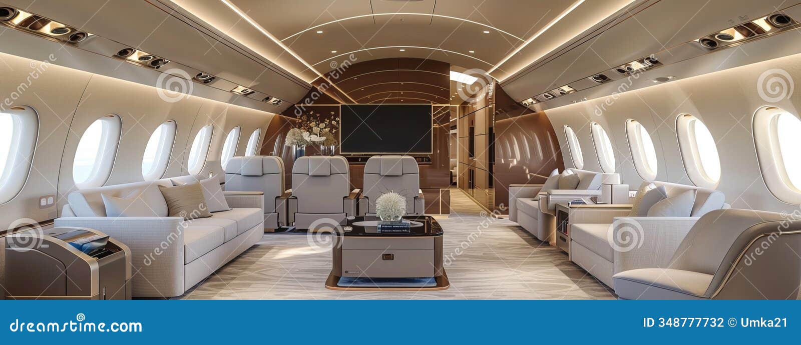 Luxurious Private Jet Suite With Bedroom And Lounge Stock Photo ...