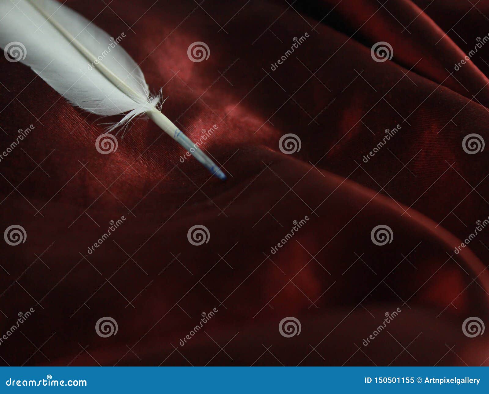 Luxurious Quill Cropped View on Red Silk Fabric Stock Image - Image of ...
