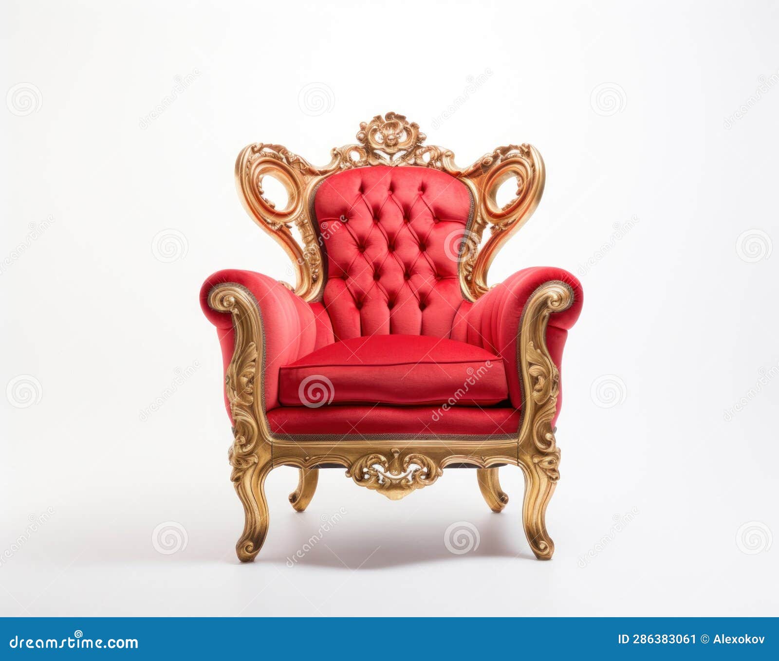 Luxurious Red and Gold Chair on White Background AI Generated Stock ...