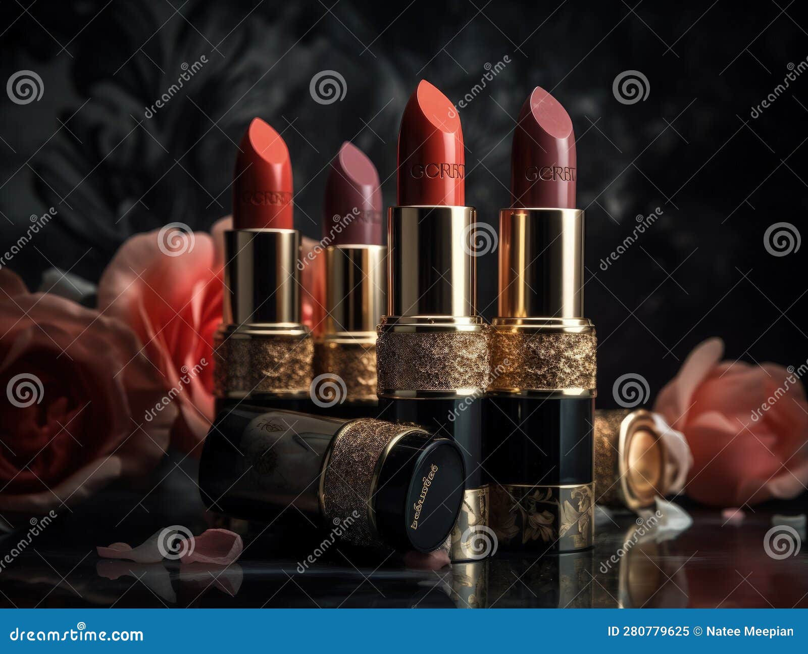 Luxurious Red Lipstick on Dark Background. Generative AI Stock ...