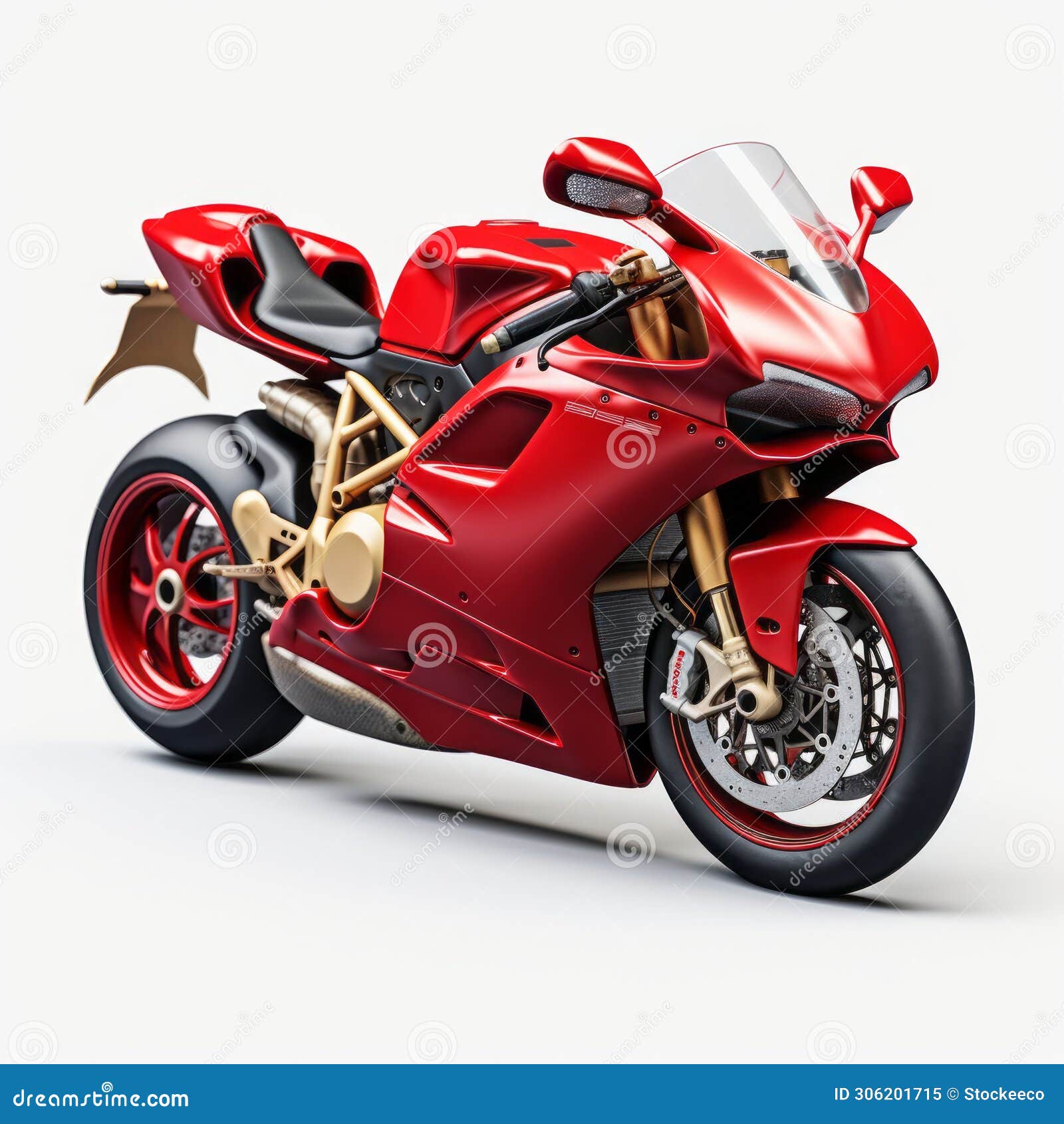 Luxurious Red Motorcycle On White Background - Hyper-realistic Sci-fi ...