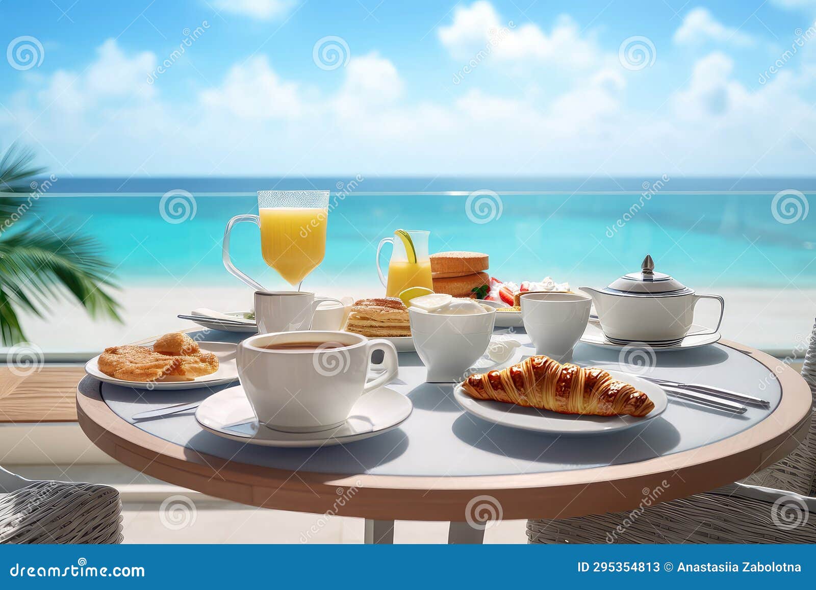 Luxurious Resort Breakfast with Ocean View Stock Illustration ...