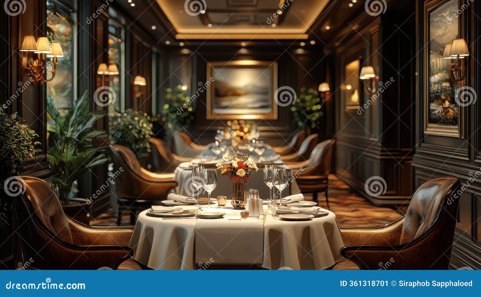 Luxurious Restaurant Interior with Elegant Decor and Fine Dining Setup ...