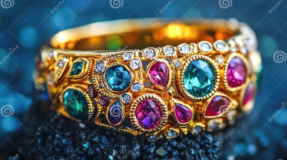 Luxurious Ring Decorated with Germs Stock Illustration - Illustration ...