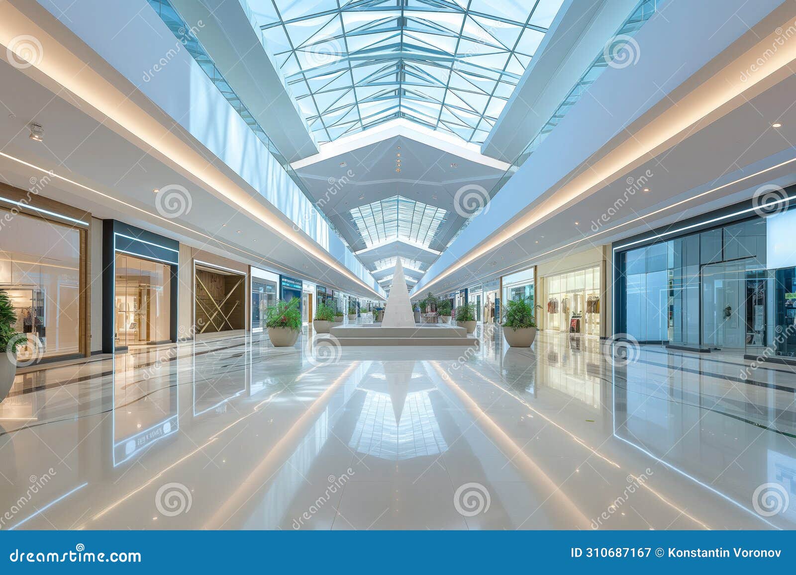 Luxurious Shopping Mall Interior with Skylight and Modern Design. Stock ...