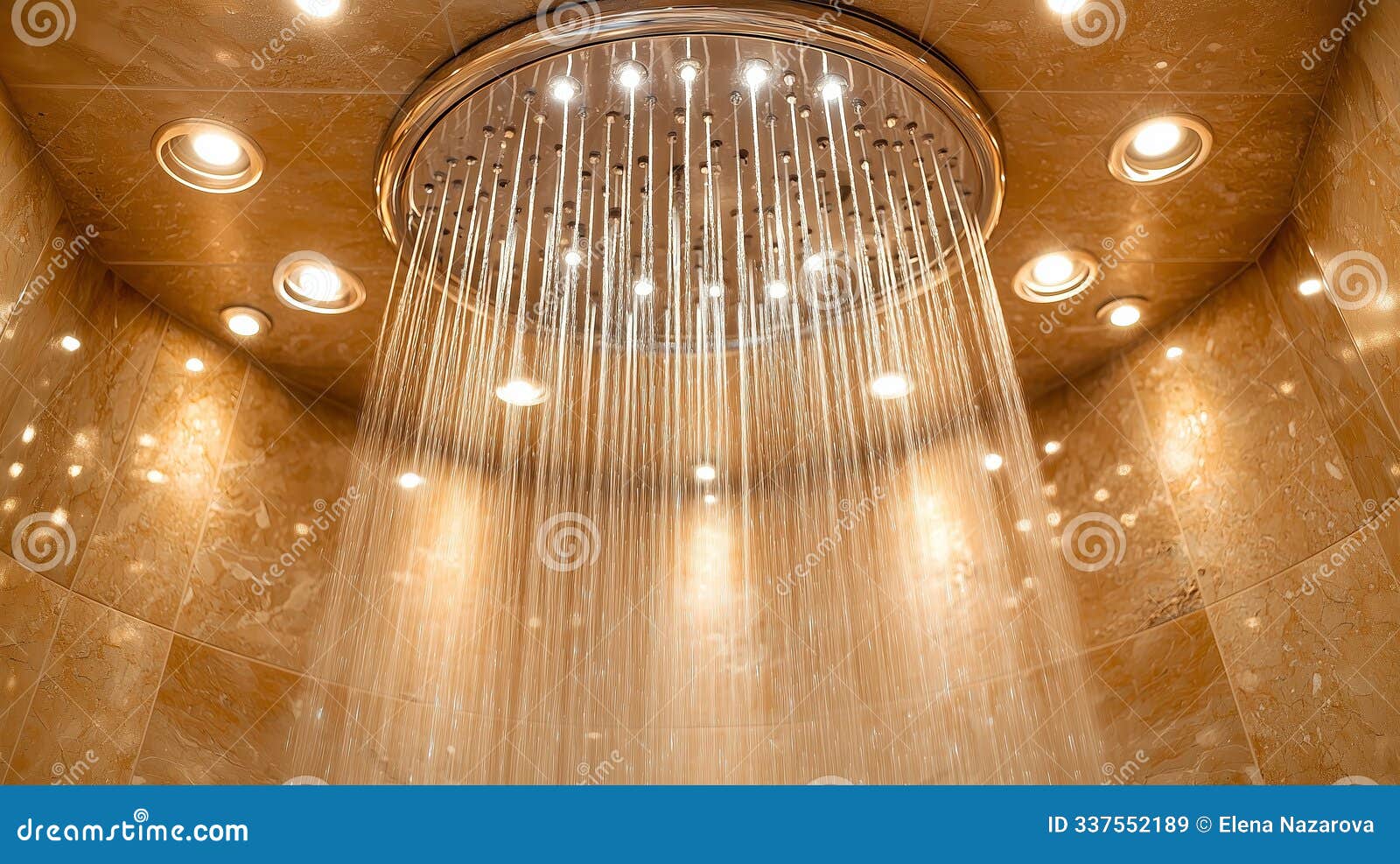Luxurious Shower with Waterfall Effect in Elegant Bathroom Setting ...