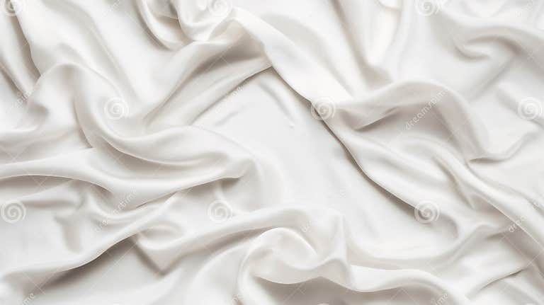 Luxurious, Soft White Silk Fabric Draped and Folded Elegantly, Creating ...