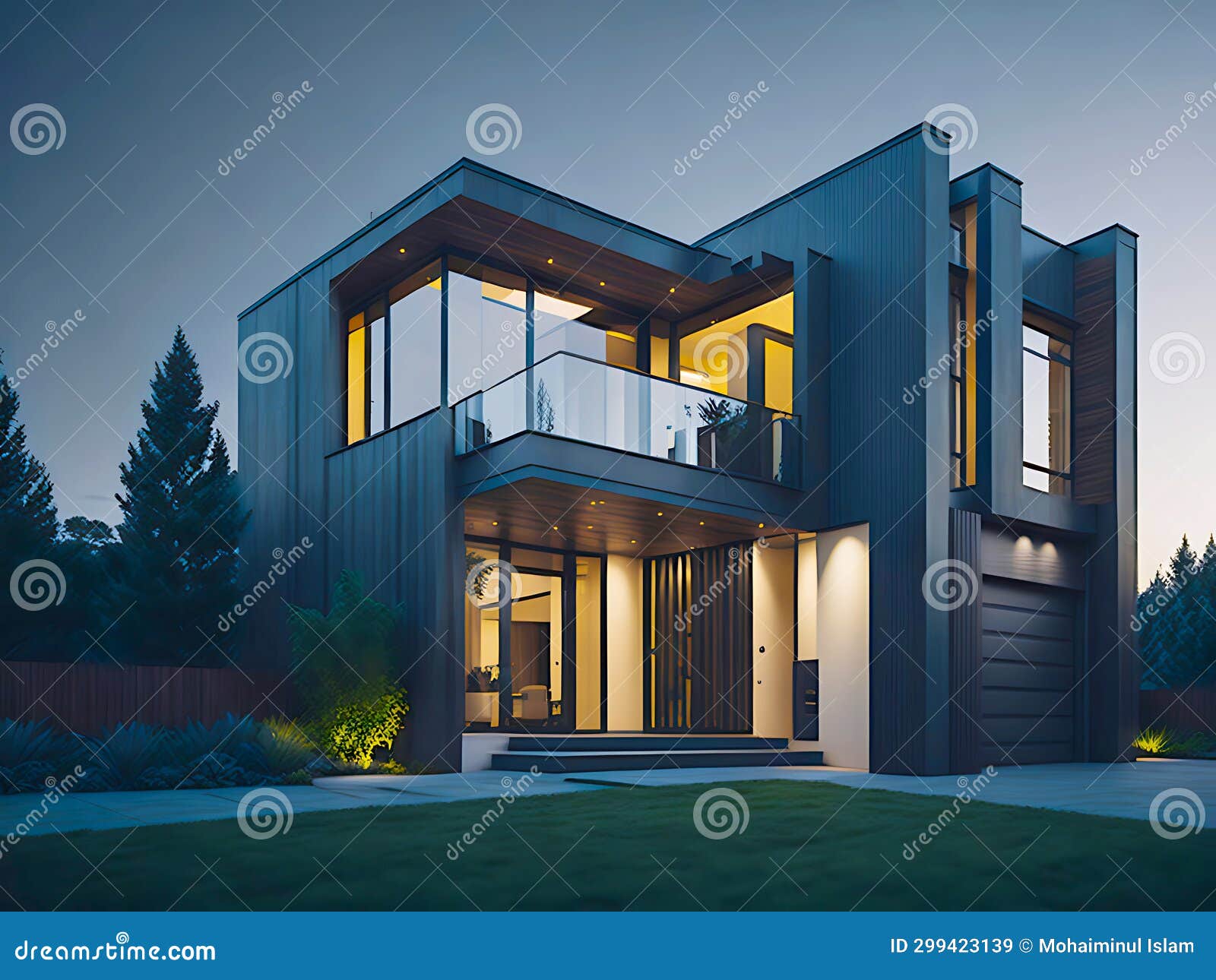 A Luxurious and Spacious Modern House on Night View. Generative AI ... A Luxurious and Spacious Modern House on Night View. Generative AI ...
