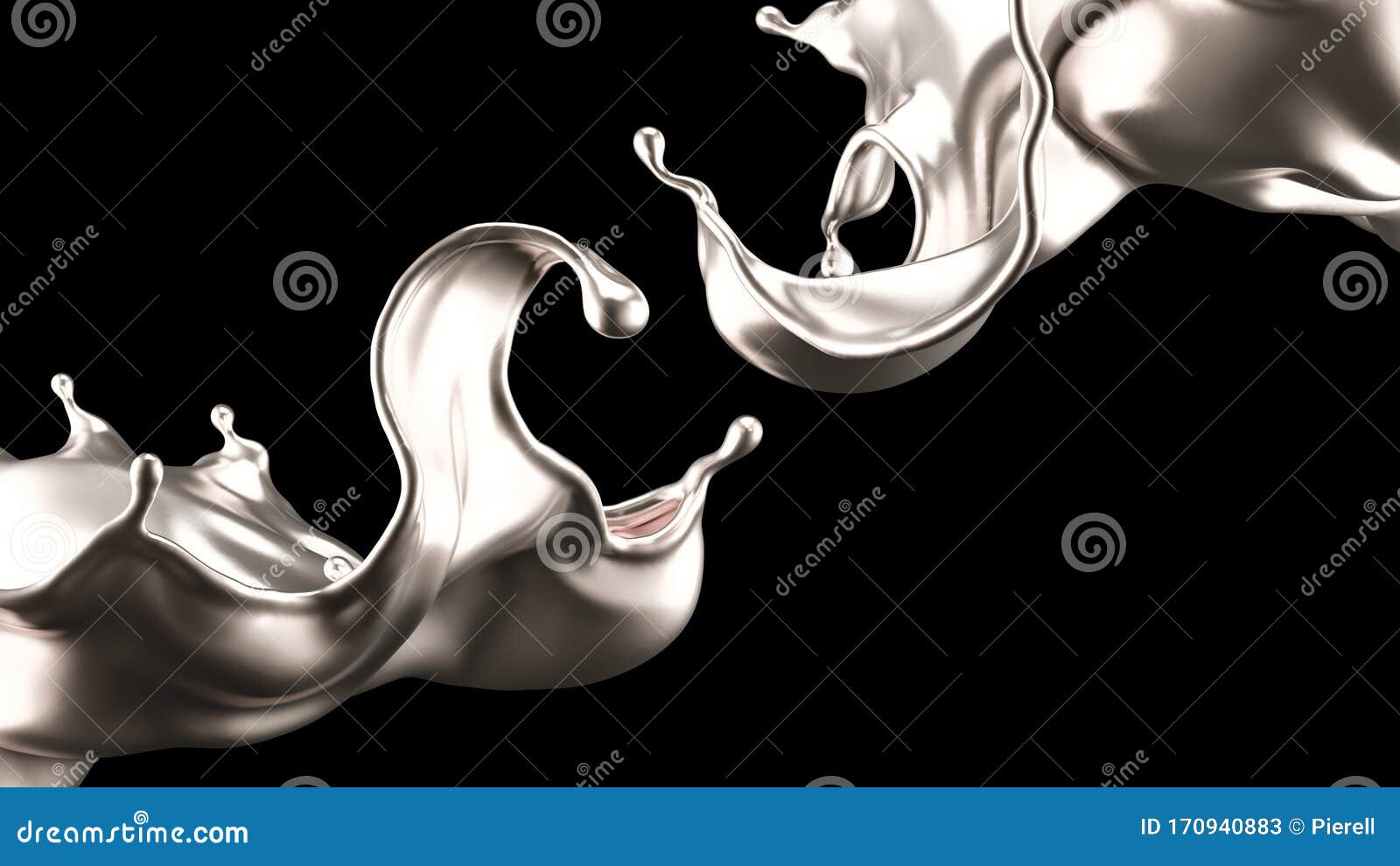 Luxurious Splash of Silver. 3d Illustration, 3d Rendering Stock ...