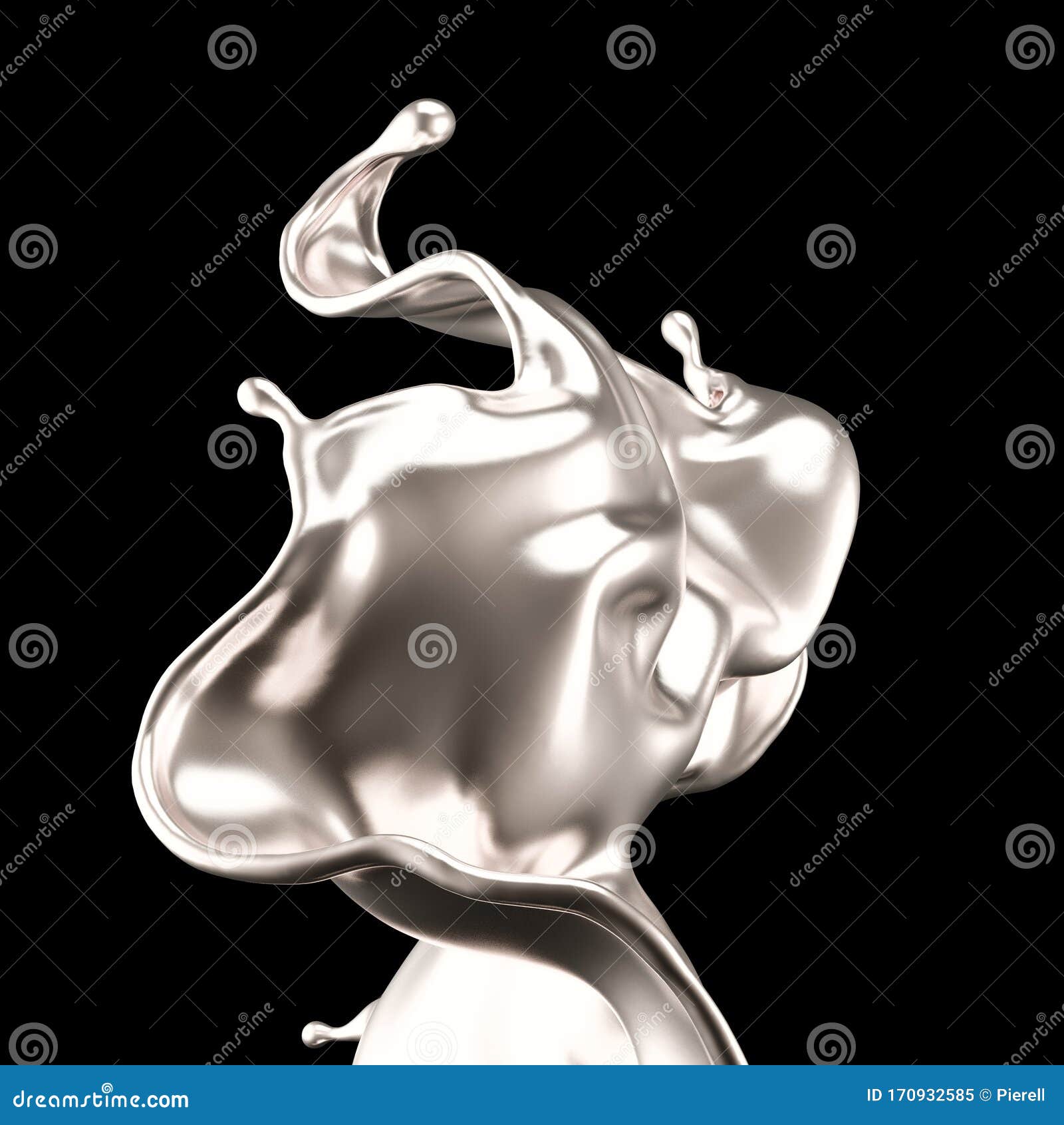 Luxurious Splash of Silver. 3d Illustration, 3d Rendering Stock ...