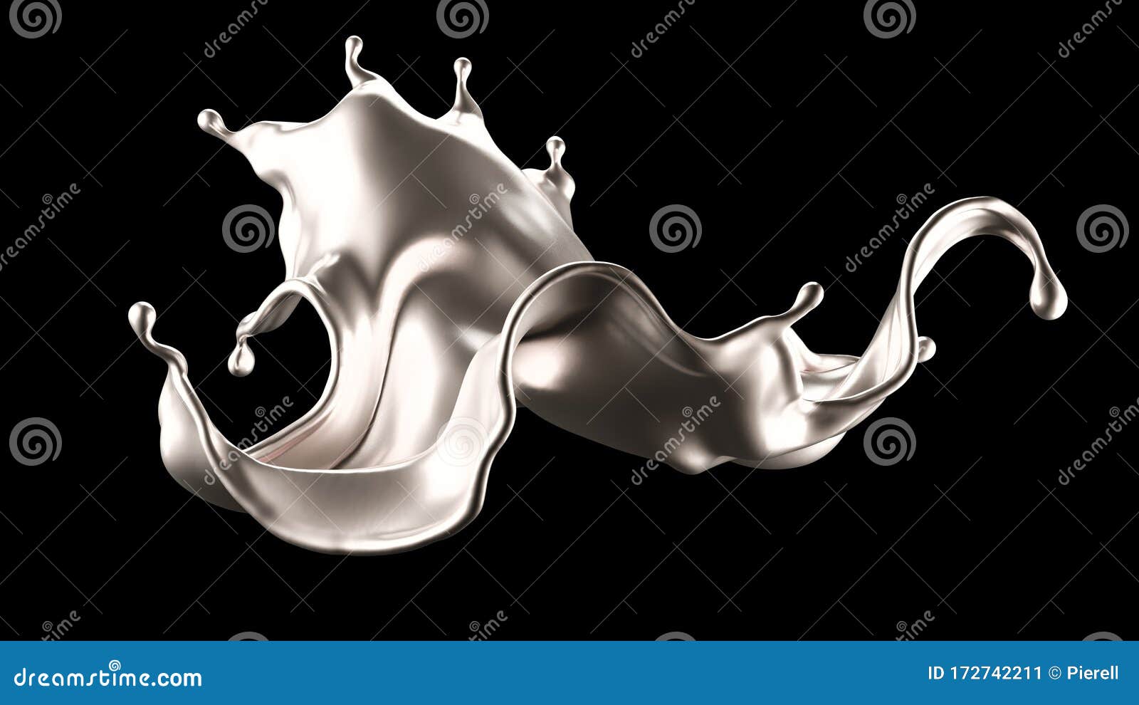 Luxurious Splash of Silver. 3d Illustration, 3d Rendering Stock ...