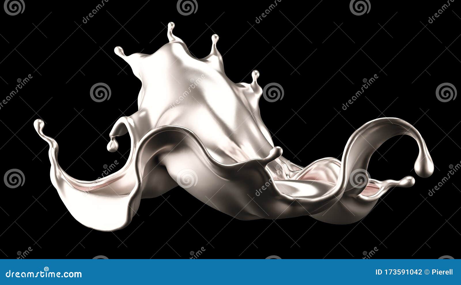 Luxurious Splash of Silver. 3d Illustration, 3d Rendering Stock ...